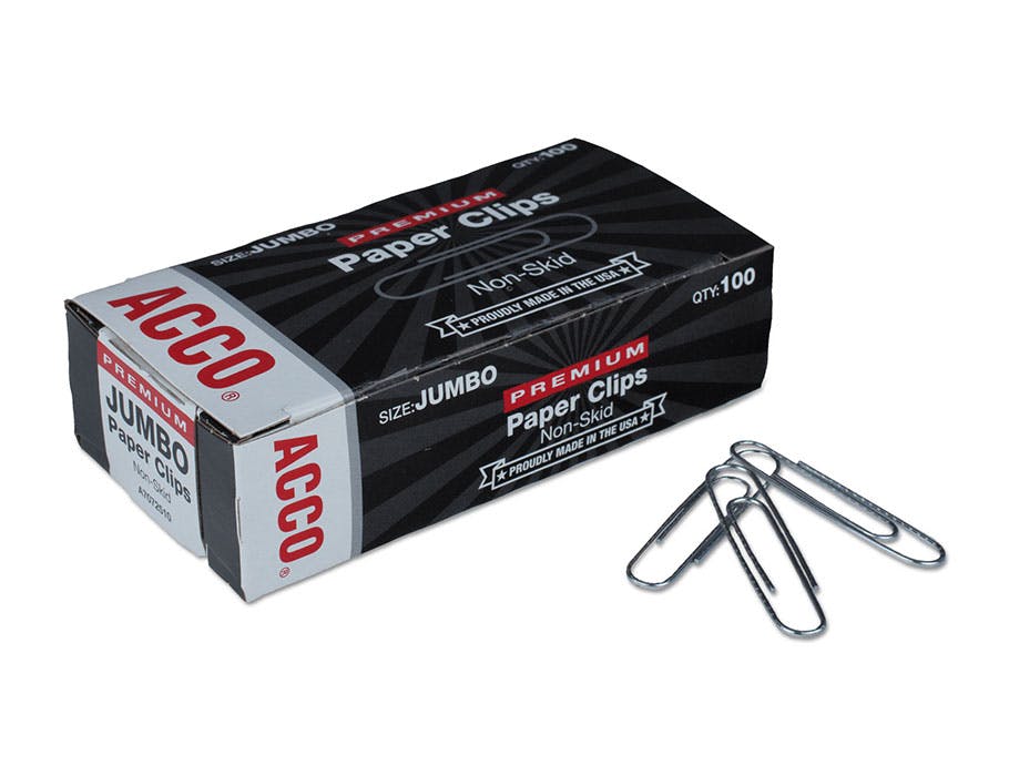 ACCO Premium Heavy-Gauge Wire Paper Clips - Trinity Packaging Supply