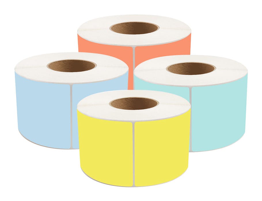 Color Direct Thermal Labels on a Roll - Trinity Packaging Supply