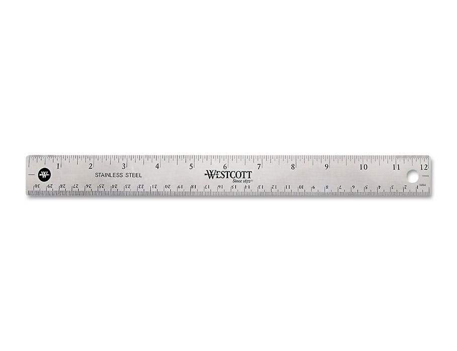 Westcott® Stainless Steel Office Ruler With Non Slip Cork Base ...