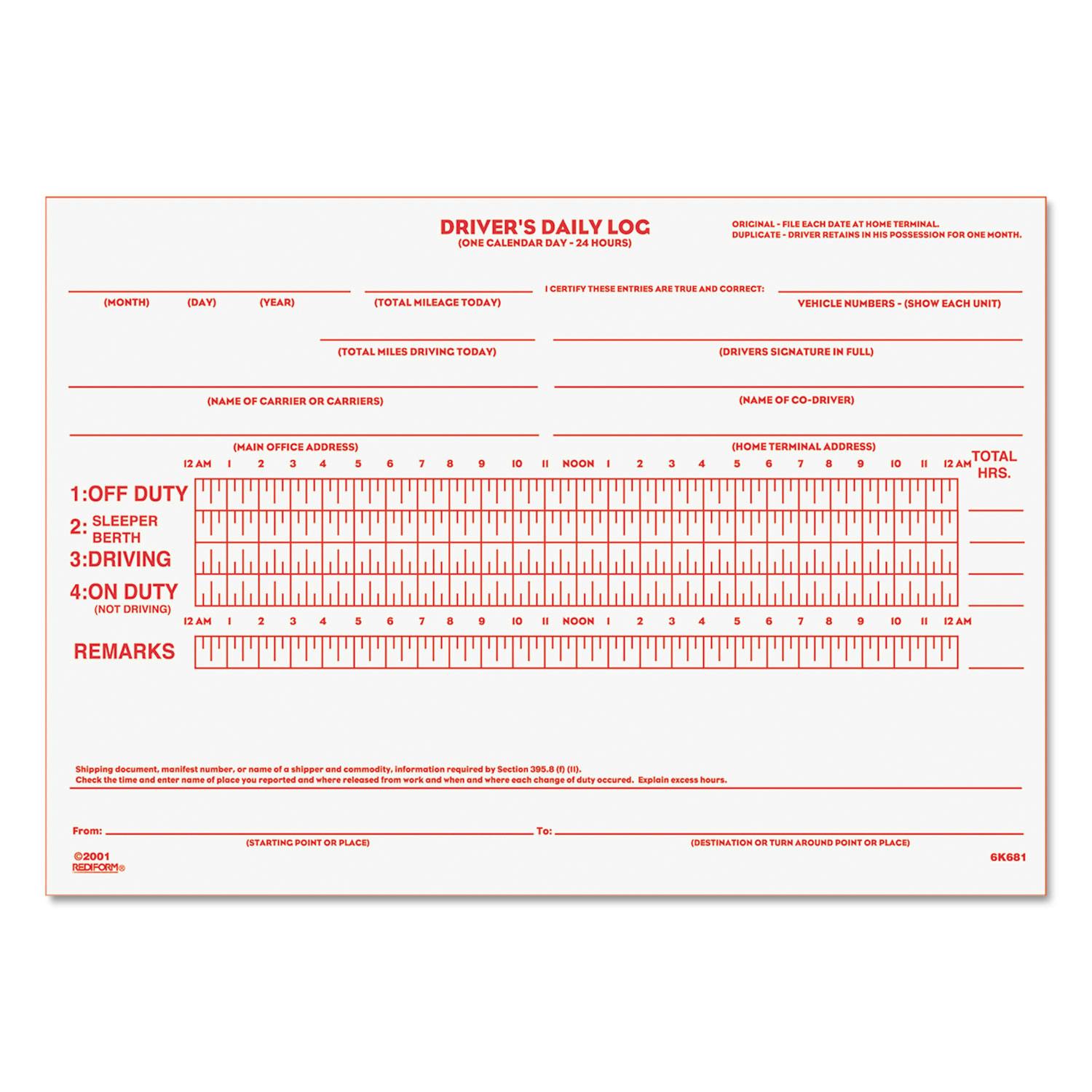Rediform® Driver's Daily Log Book - Trinity Packaging Supply