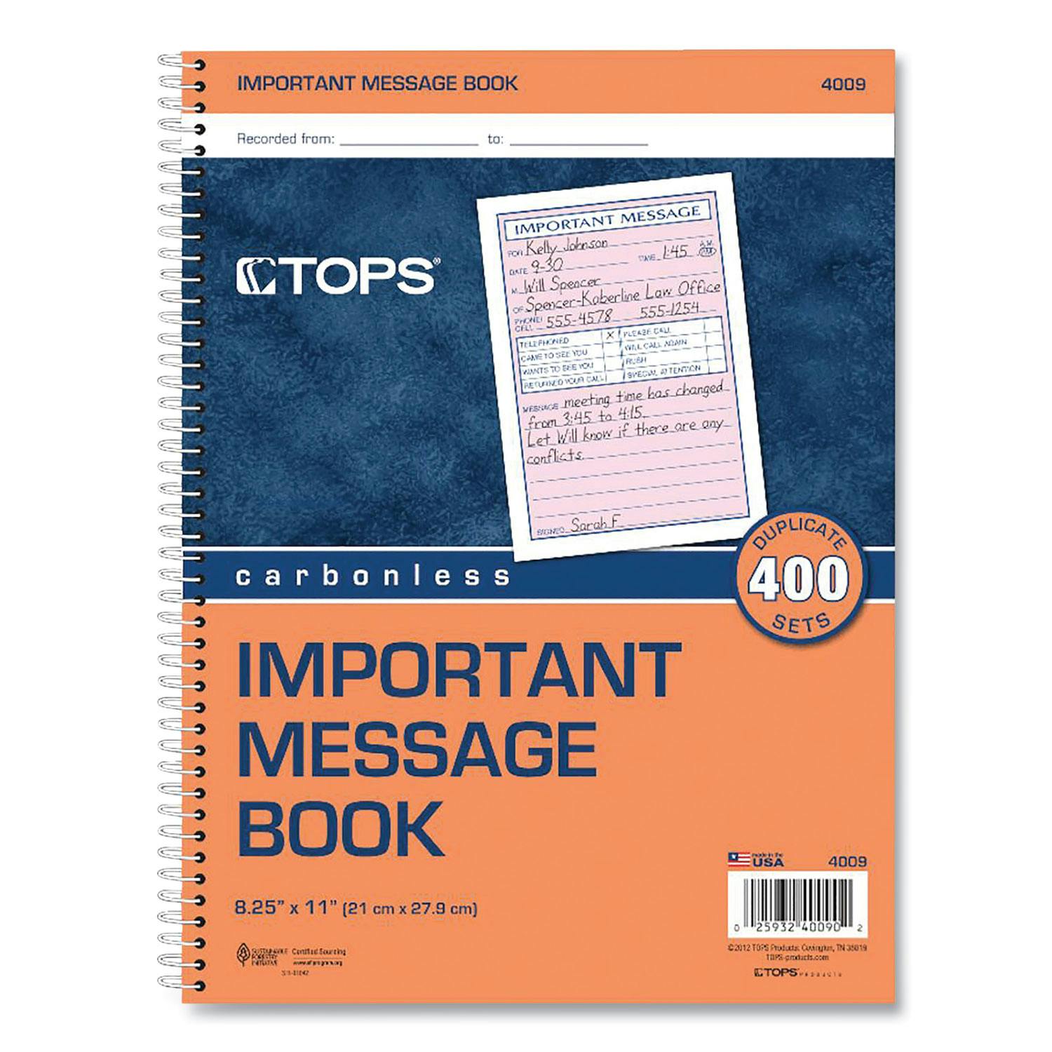TOPS™ Telephone Message Book with Fax/Mobile Section - Trinity ...