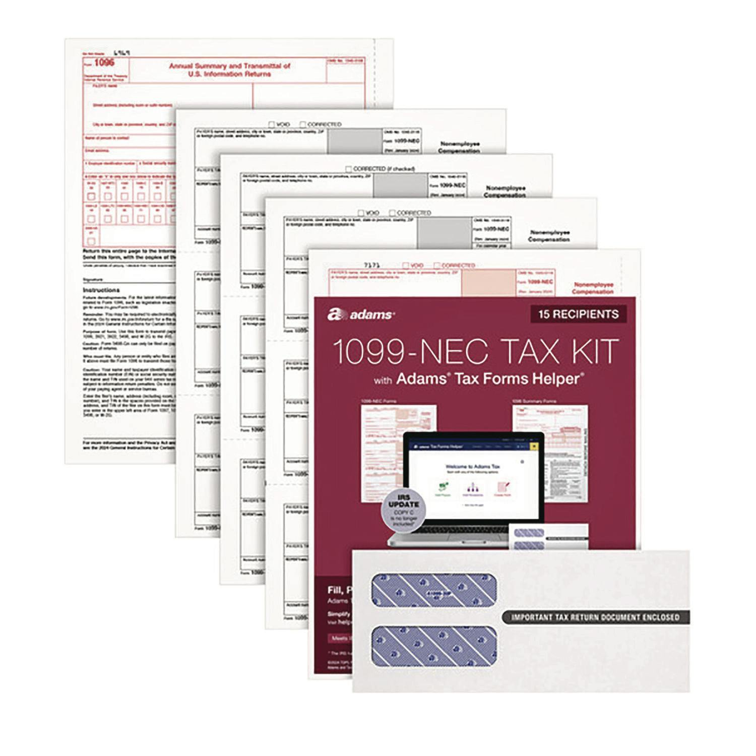Adams® 4-Part 1099-NEC Tax Form Kit with Security Envelopes & Tax Forms ...