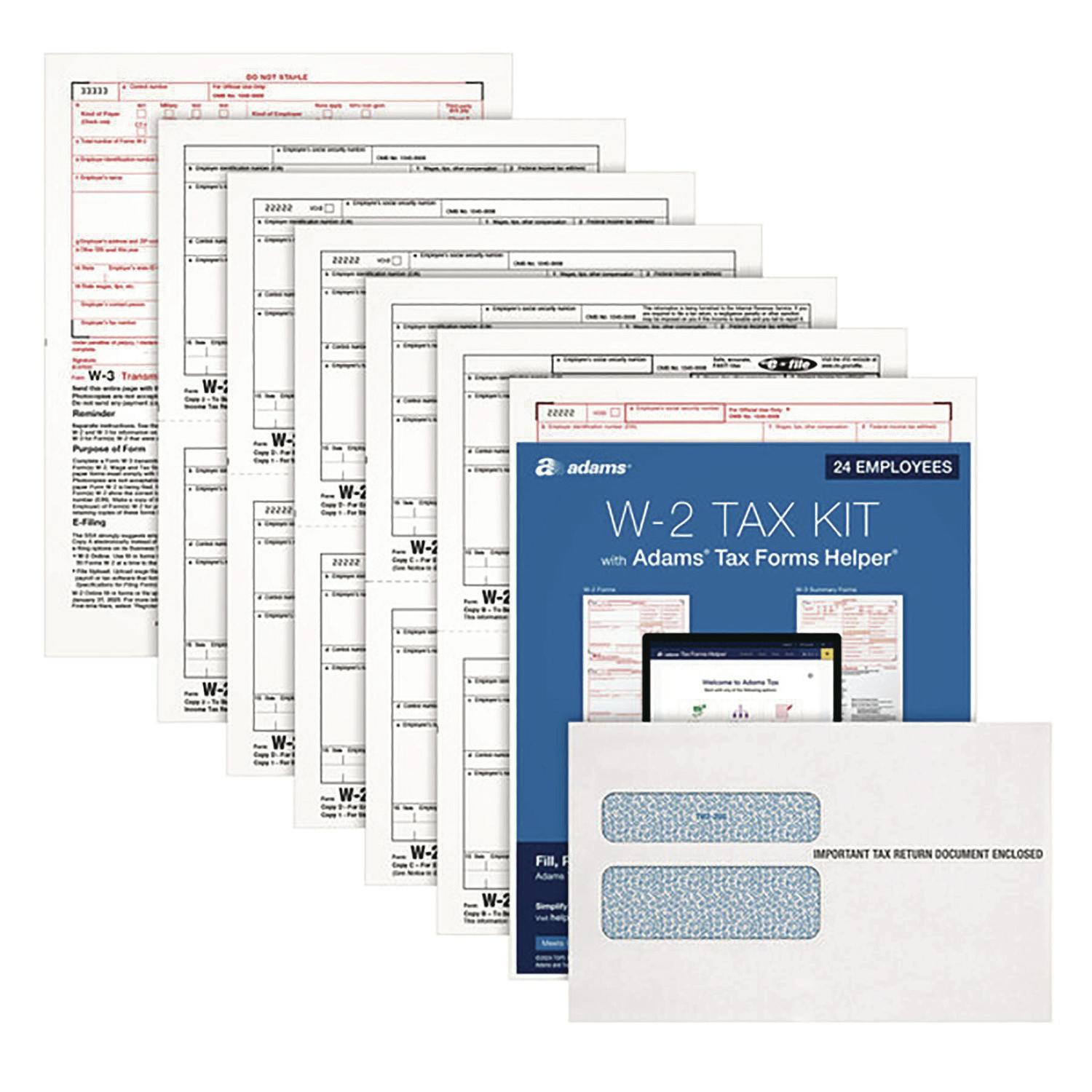 Adams® 6-Part W-2 Tax Form Kit with Security Envelopes & Tax Forms ...