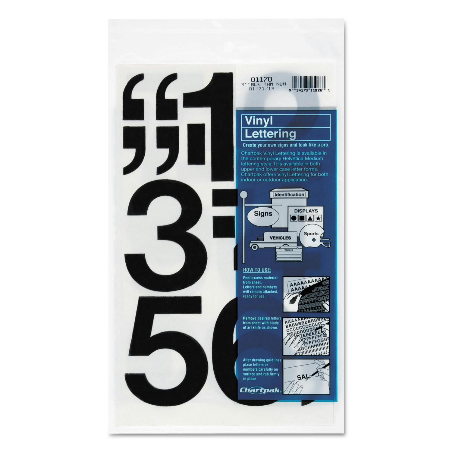 Chartpak® Press-On Vinyl Letters & Numbers - Trinity Packaging Supply